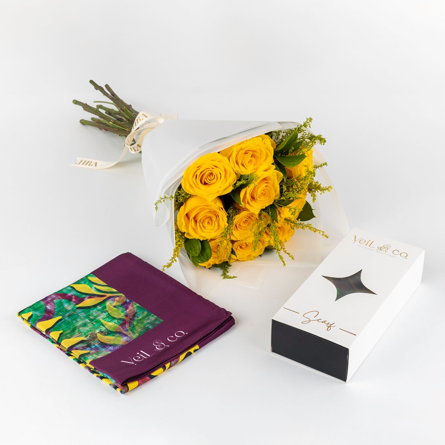 Twilight Veil & Yellow Roses Bouquet – Zahra